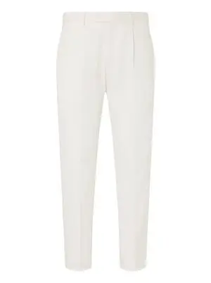 Zegna Cotton And Linen-blend Trousers - White