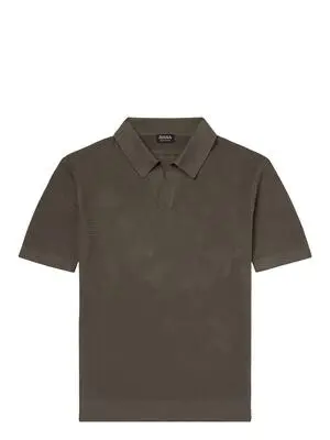 Zegna Slim-fit Cotton-piqué Polo Shirt - Green