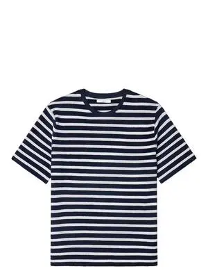 Mr P. Striped Cotton-terry T-shirt - Blue