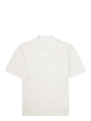 Nn07 Ryan Flower 60019 Knitted Cotton Polo Shirt - Neutrals