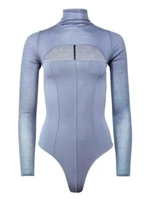FLEUR DU MAL Kate Cut-Out Bodysuit Blue