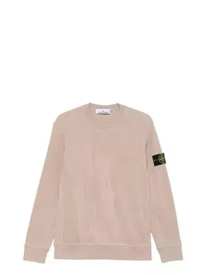 Stone Island Logo Patch Waffle Knit Crewneck Sweater - Neutrals