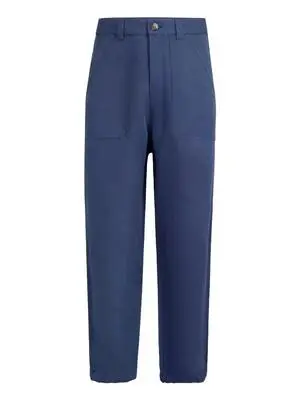 Brunello Cucinelli Linen And Cotton Drill Trousers With Patch Pockets - Blue