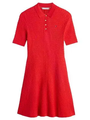 Tommy Hilfiger Cable-knit Polo Dress - Red