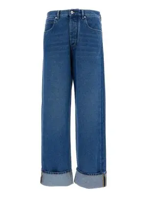 Bottega Veneta Turn-up Hem Wide Leg Jeans - Blu