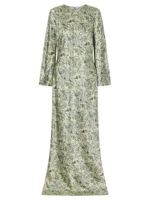 Veronica Beard Gemma Printed Silk-Blend Satin Maxi Dress Multi