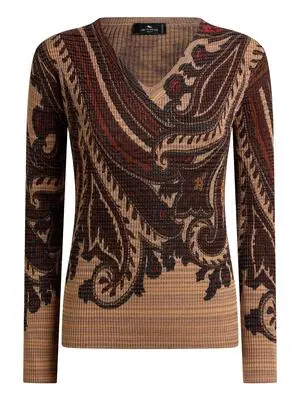 Etro Patterned Knit Wool-blend Top - Neutral