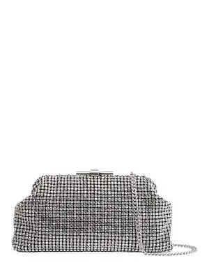 REISS Adaline Crystal-embellished Woven Clutch - Silver