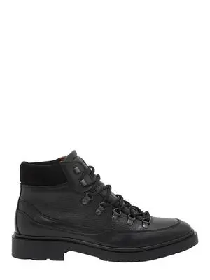 REISS Nevada Leather Hiking Boots - Black