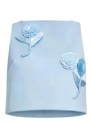 SELF-PORTRAIT Floral Appliqué Top - Blue