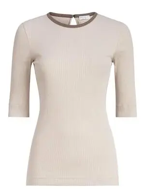 Brunello Cucinelli Stretch-cotton Ribbed T-shirt - Brown