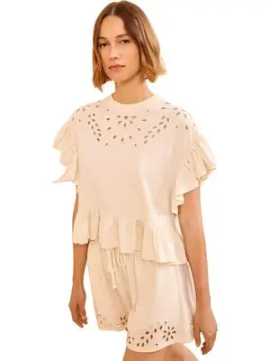 Ulla Johnson Mariana Peplum Top - Cowrie