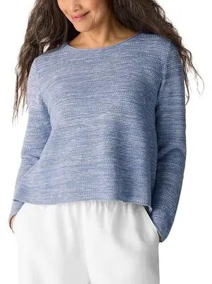 Eileen Fisher Crewneck Sweater In Linen-cotton Blend - Haze