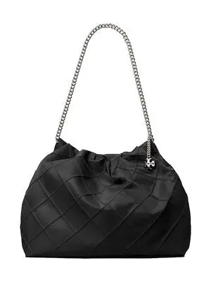 Tory Burch Fleming Nylon Hobo Bag - Black