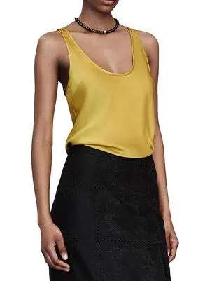 REFORMATION Veya Silk Tank - Chartreuse