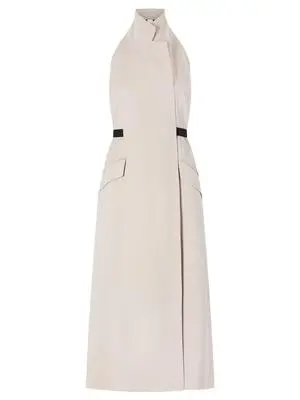 Max Mara Cime Stretch Cotton And Wool-blend Halterneck Maxi Dress - Neutrals
