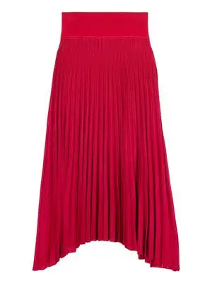 Maria Mcmanus Asymmetric Plissé Cotton Midi Skirt - Red