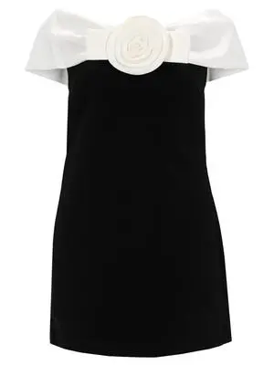 SELF-PORTRAIT Mini Dress With Floral Applique - Black
