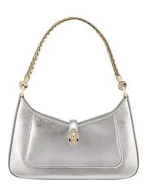 BVLGARI Serpenti Baia Leather Shoulder Bag - Silver