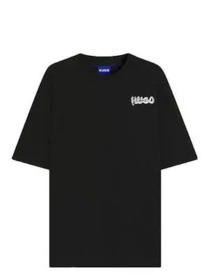 Hugo Brand-print Relaxed-fit Cotton-jersey T-shirt - Black