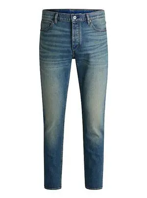 Hugo Tapered-leg Mid-rise Stretch-denim Jeans - Medium Blue