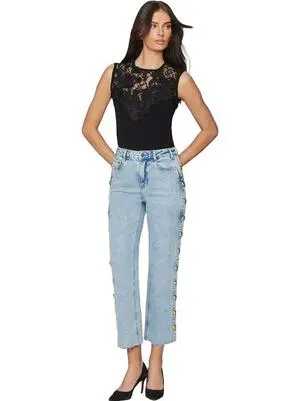 Generation Love Stephen Knot Button Jeans - Light Blue
