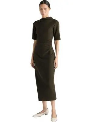 Modern Citizen Evie Ribbed Knit Jersey Dress Olive