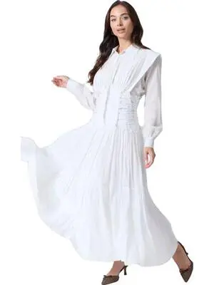 LE FAFO Silk Cotton Long Dress - White