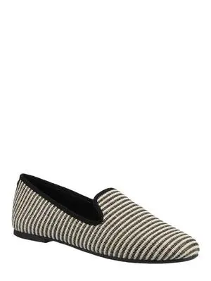 BIRDIES The Starling Raffia Slippers - Black/off White Raffia