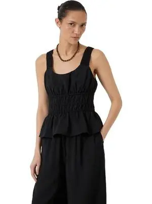 HUSH Gathered Waist Peplum Top - Black