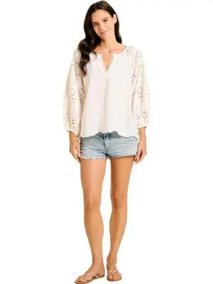 SITANO Donna Eyelet Blouse - White