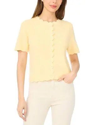 CECE DUPRAZ Scalloped Short Sleeve Cardigan