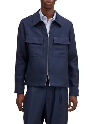 Nn07 Alban 1808 Canvas Zip-up Shirt Jacket - Deep Navy