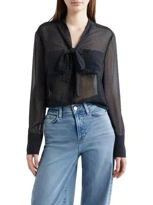 FRAME Polka Dot Tie Shirt - Navy Multi