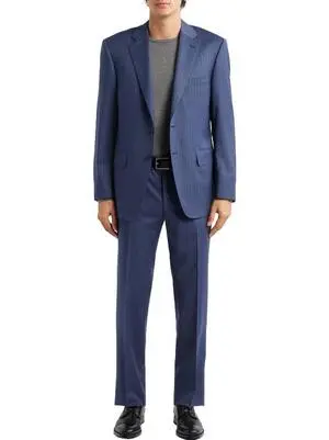 Canali Siena Regular Fit Pinstripe Blue Wool Suit Medium Blue