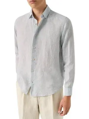 Eton Regular Fit Linen Dress Shirt - Light Blue
