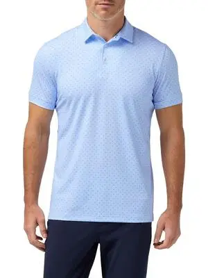 Mizzen+main Versa Trim Fit Performance Golf Polo - Cloud Blue Stacked Geo