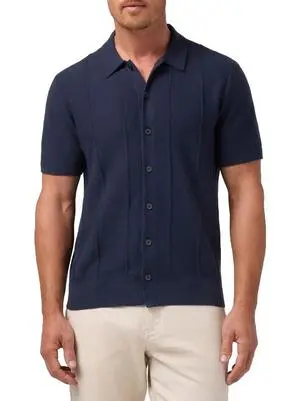Mizzen+main Cotton Blend Performance Button-up Sweater - Navy