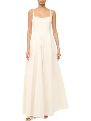 Staud Joy Cotton Blend Maxi Dress Ivory