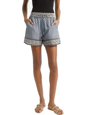 Veronica Beard Printed Drawstring Shorts - Blue Jay Multi