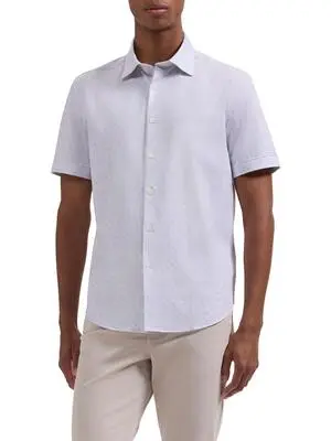 Bugatchi Miles Ooohcotton® Geometric Print Short Sleeve Button-up Shirt Ivory
