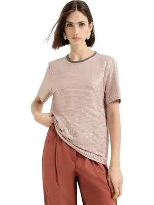 Brunello Cucinelli Striped Jersey T-shirt - Orange