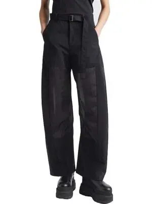 Sacai Belted Barrel Leg Pants - Black