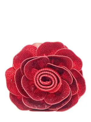 Judith Leiber Rose Crystal Clutch - Silver Red