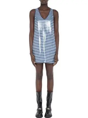 Zadig&Voltaire Rasha Sequin Stripe Dress - Sky