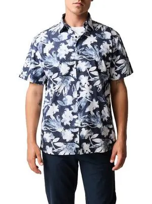 Rodd & Gunn Windstock Floral Short Sleeve Cotton Button-up Shirt - Ink