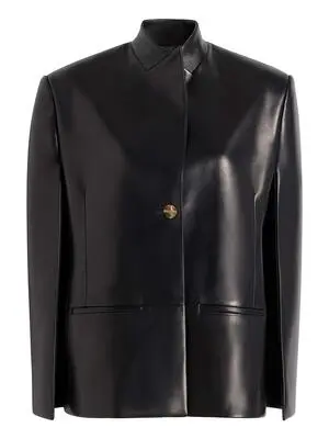 Khaite Dolso Leather Cape Jacket - Black
