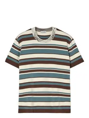 Burberry Striped Wool Blend T-shirt - Blue