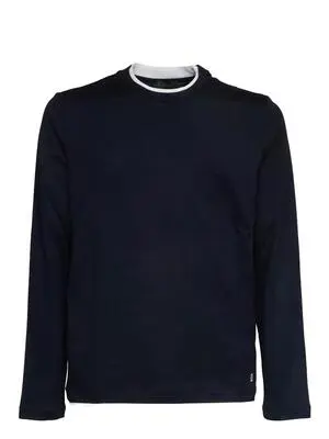 DONDUP Long Sleeve Contrast Trim T-shirt - Blue