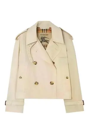 Burberry Cropped Tropical Gabardine Mayfair Trench Jacket - Neutrals